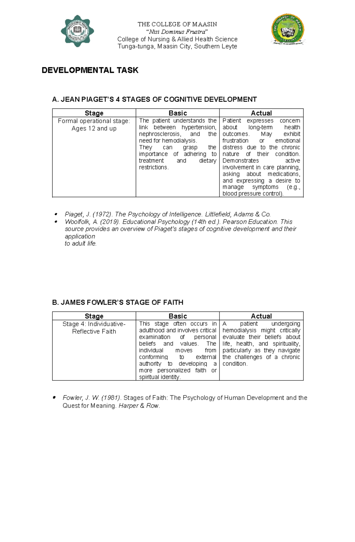 Case Study: Developmental Stages in Chronic Illness Management (NURS ...