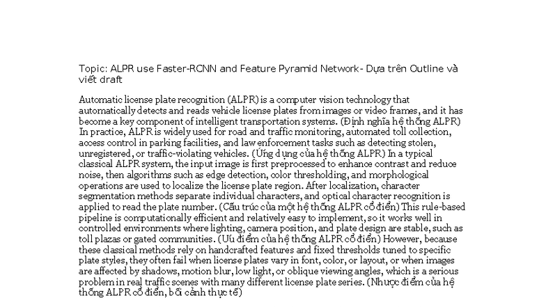 ALPR Systems: Features, Applications, and FPN Integration Draft - Studocu