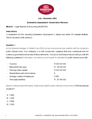[Solved] Calculate the Public Interest Score of Deeore Pty Ltd for the ...