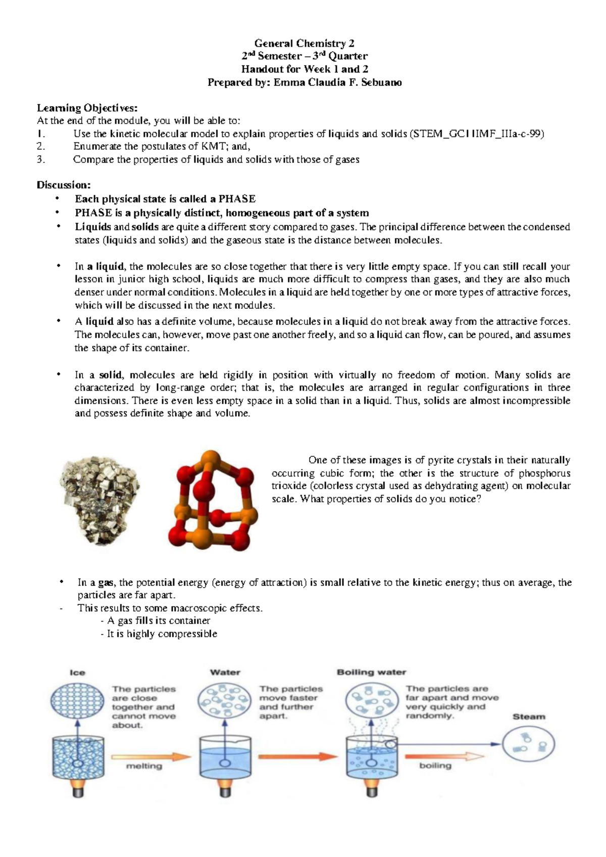 GEN - Lecture - General Chemistry 2 2 nd Semester – 3 rd Quarter ...