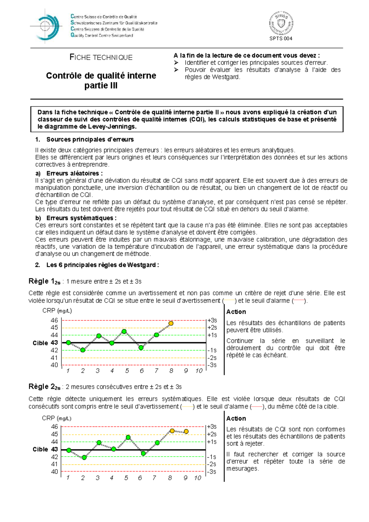SPTS 004 Fiche Technique sur le Contrôle de Qualité Interne - Studocu