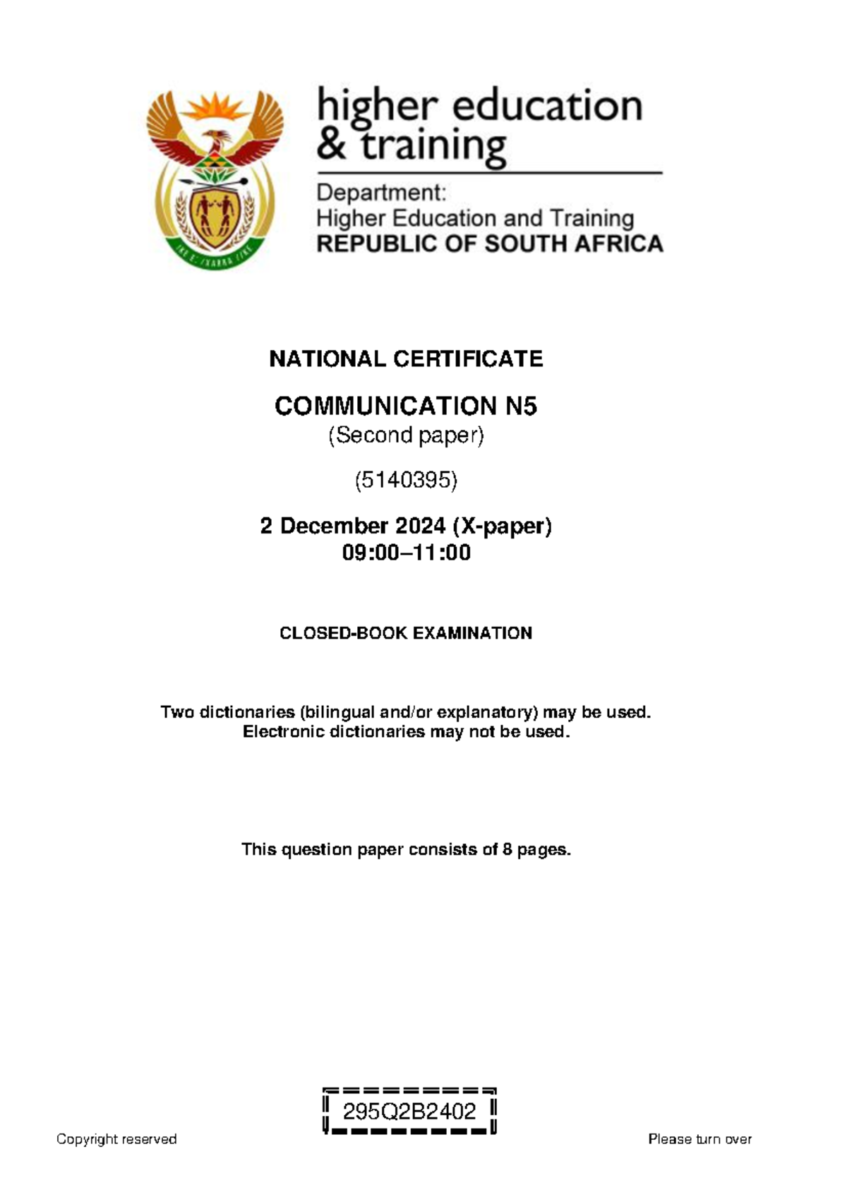 N180 Communication N5 Second Paper Exam Questions - Nov 2024 - Studocu