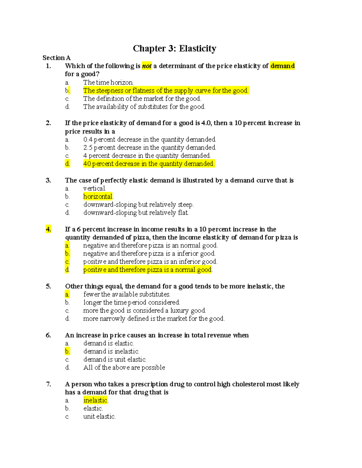 Exercise Notes: Elasticity - Chapter 3 & 4 - Studocu