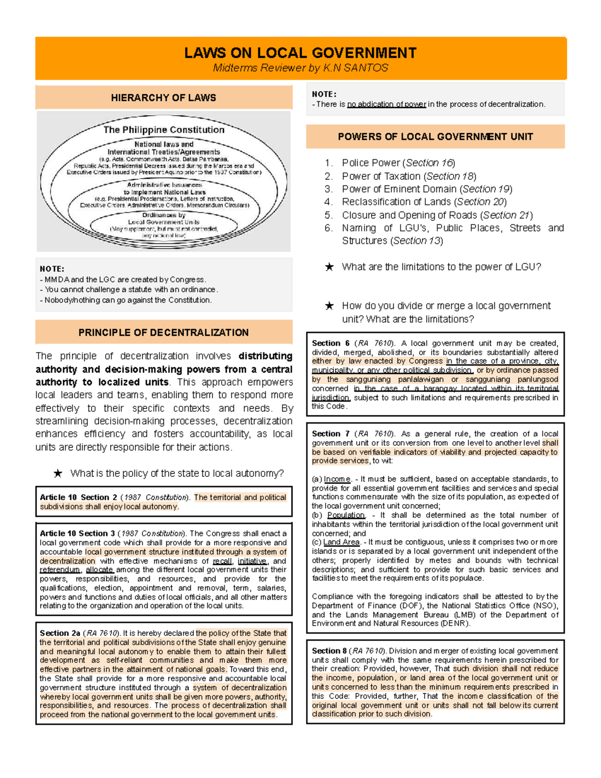 Local Government Midterm Reviewer (POLS 101) by K SANTOS - Studocu