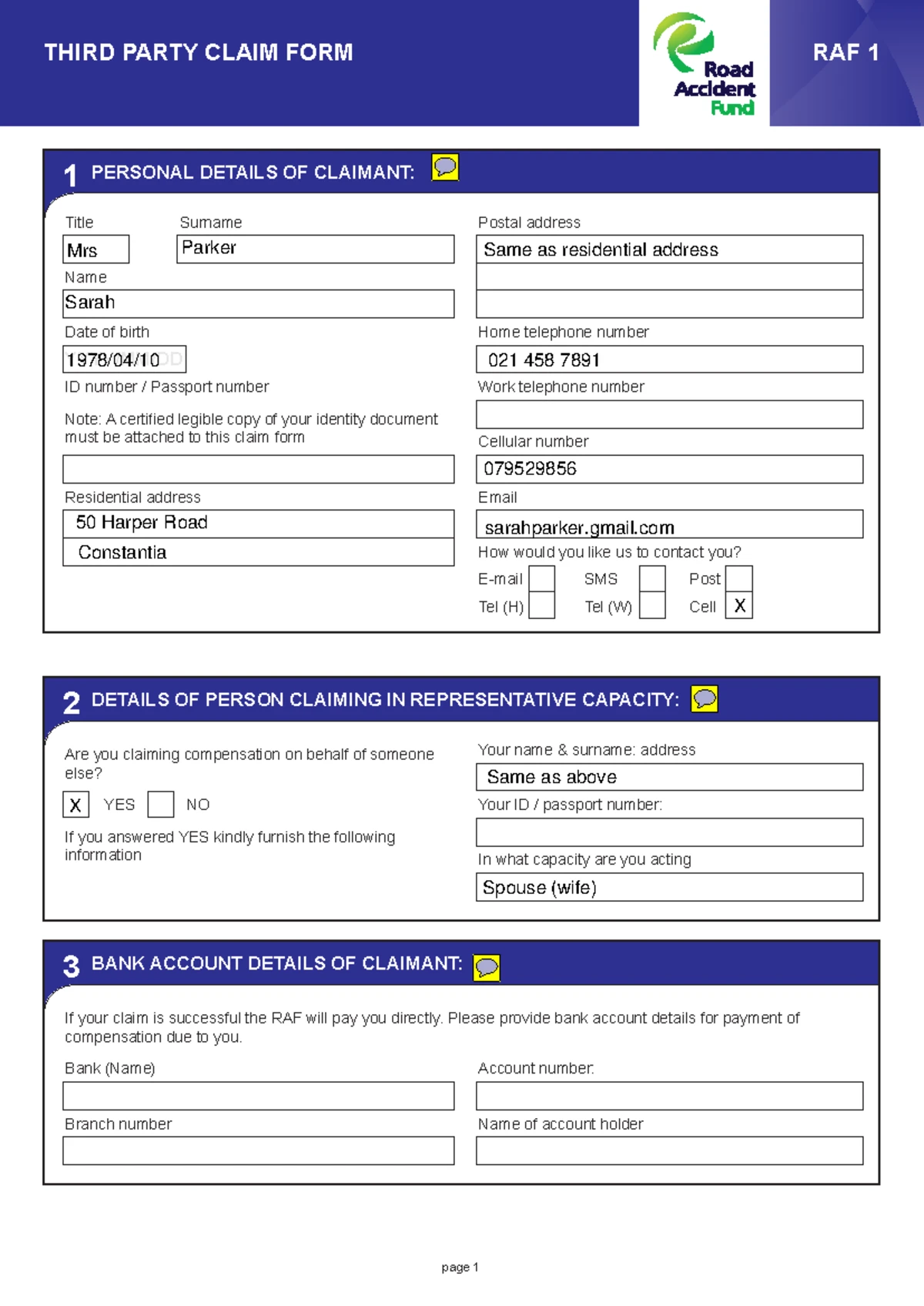 RAF 1 Form July 2022 - raf form - RAF 1 FORM Important information a ...