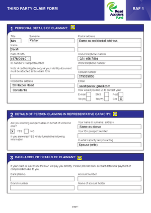 RAF 1 Form July 2022 - raf form - RAF 1 FORM Important information a ...