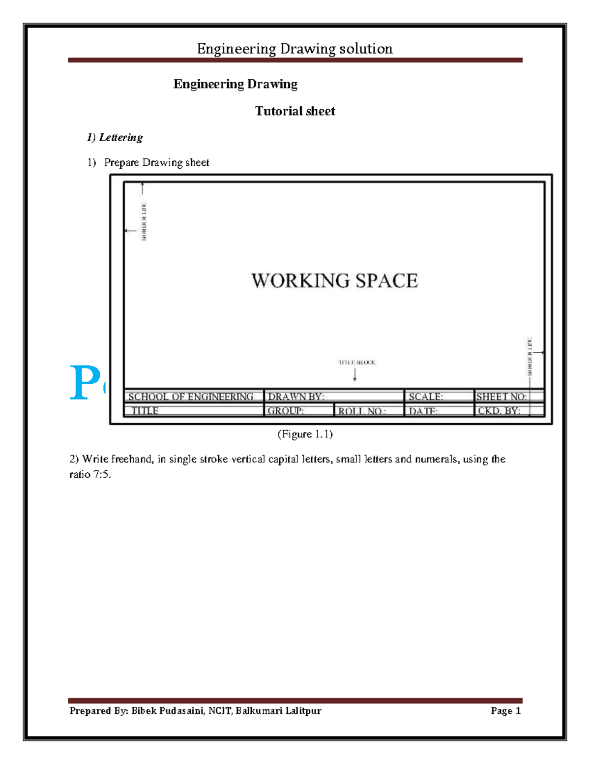 Drawing pdf - Engineering Drawing Tutorial sheet 1) Lettering 1 ...