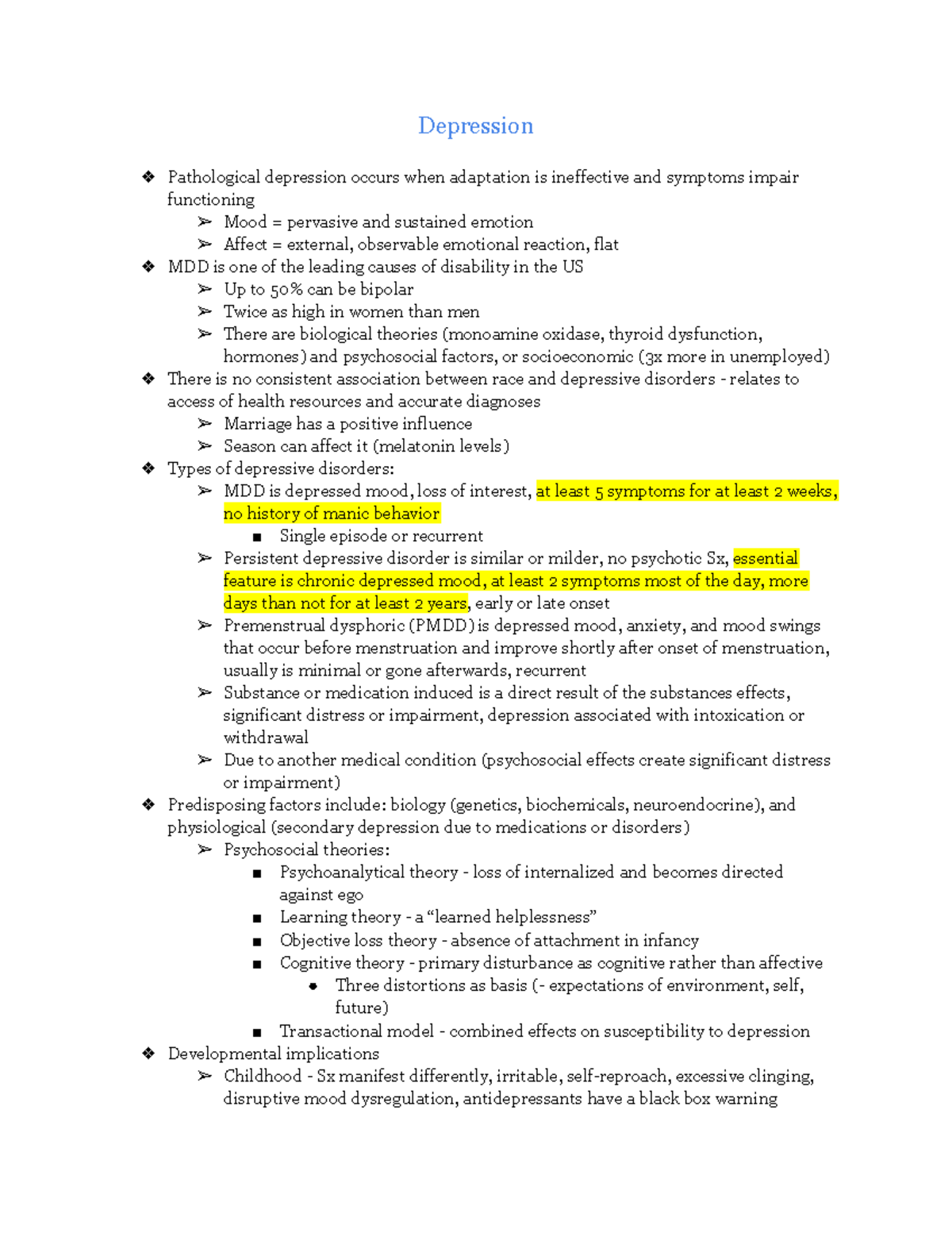 Understanding Depression: Types, Causes, and Treatment (PSY 101) - Studocu