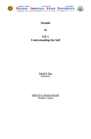 Module 1 of Understanding THE SELF - Module 1: Understanding the Self Meaning of Philosophy and ...