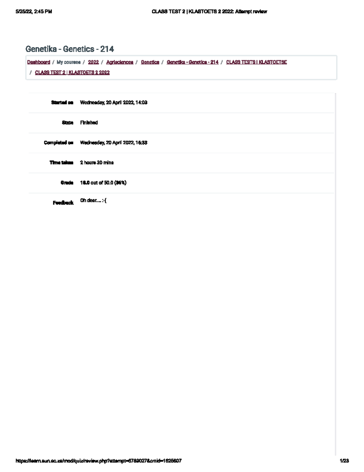 Class Test 2 Review - SU2 for GEN 214 A1.2 - Studocu