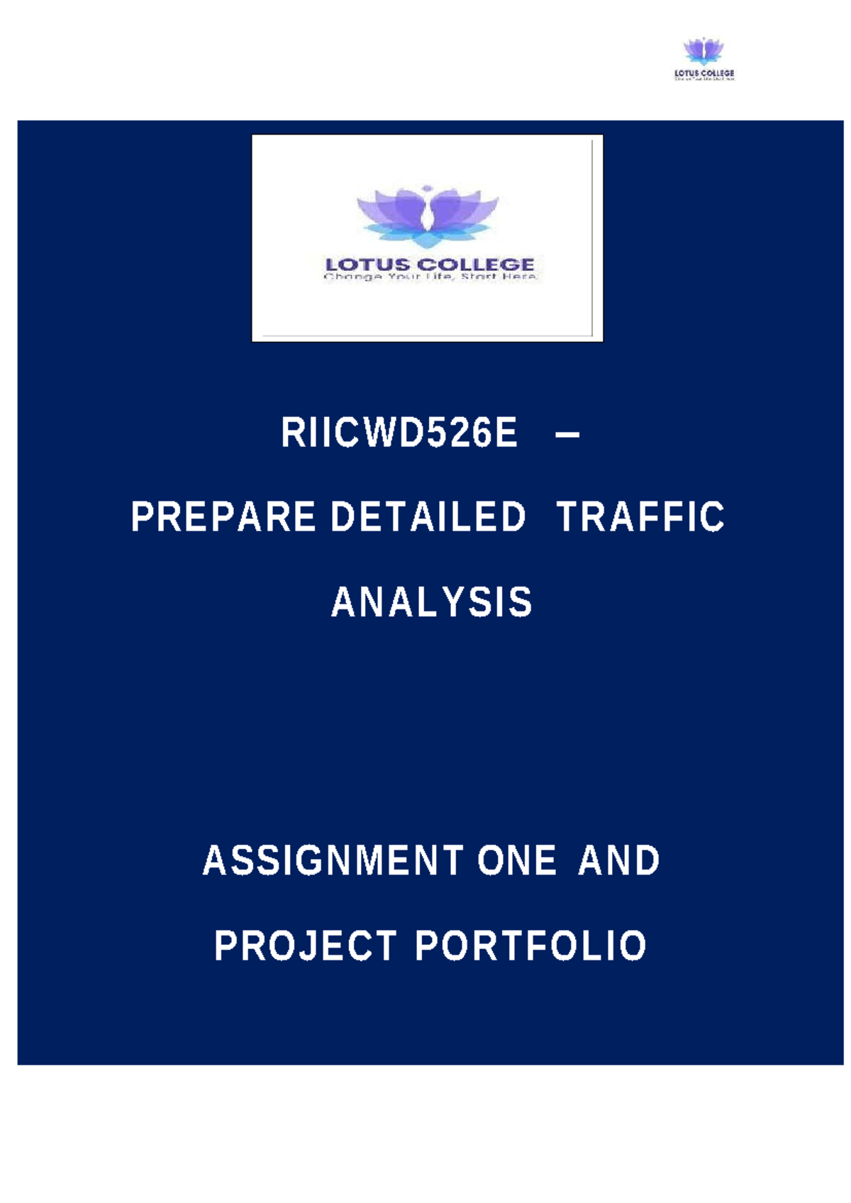 RIICWD526E Detailed Traffic Analysis Assignment & Project Portfolio ...