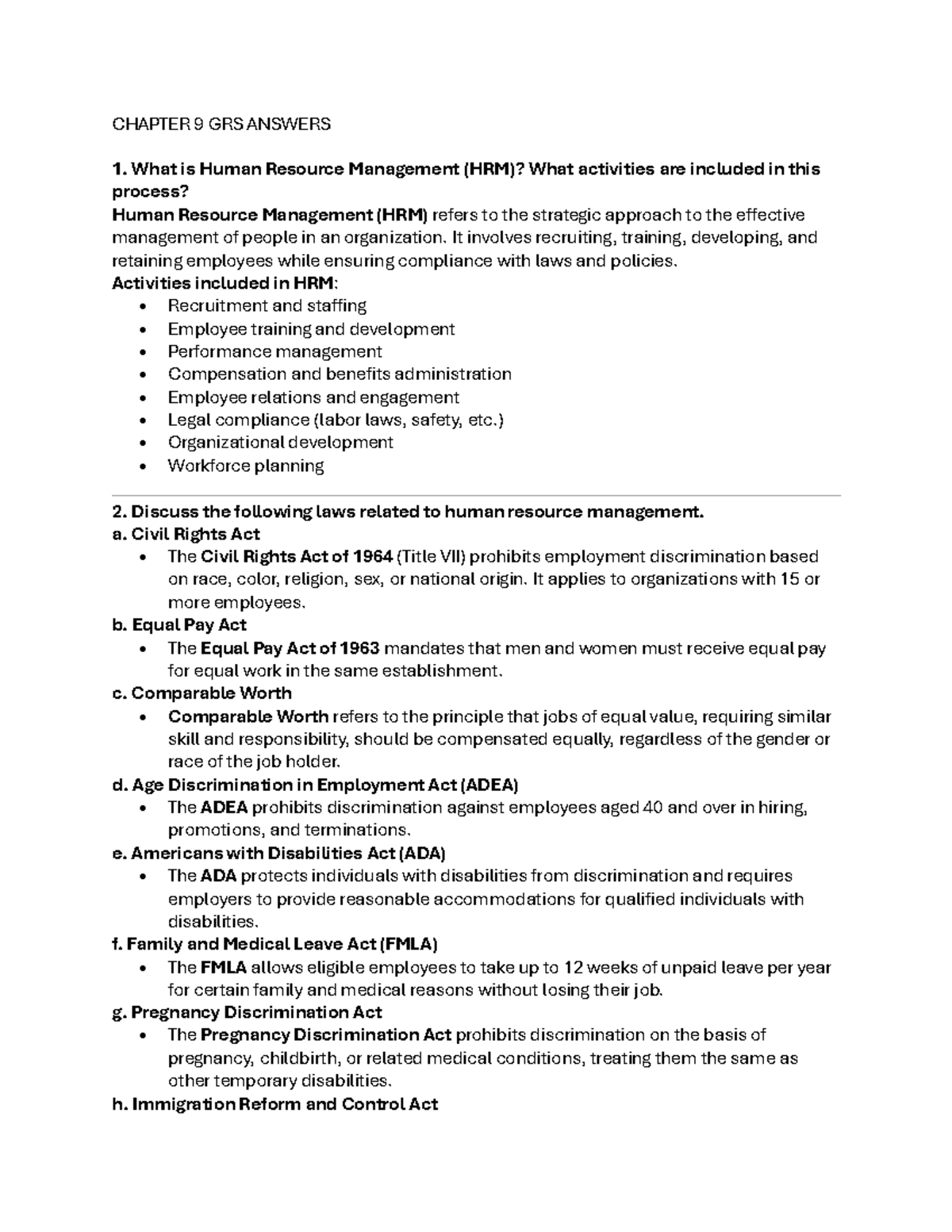 Human Resource Management Overview and Key Legal Considerations (HRM ...