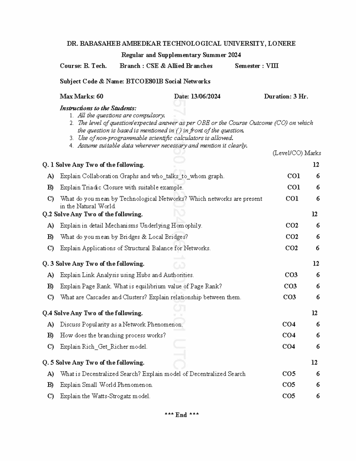 Social Networks Exam Notes BTCOE801B - Summer 2024 - Studocu