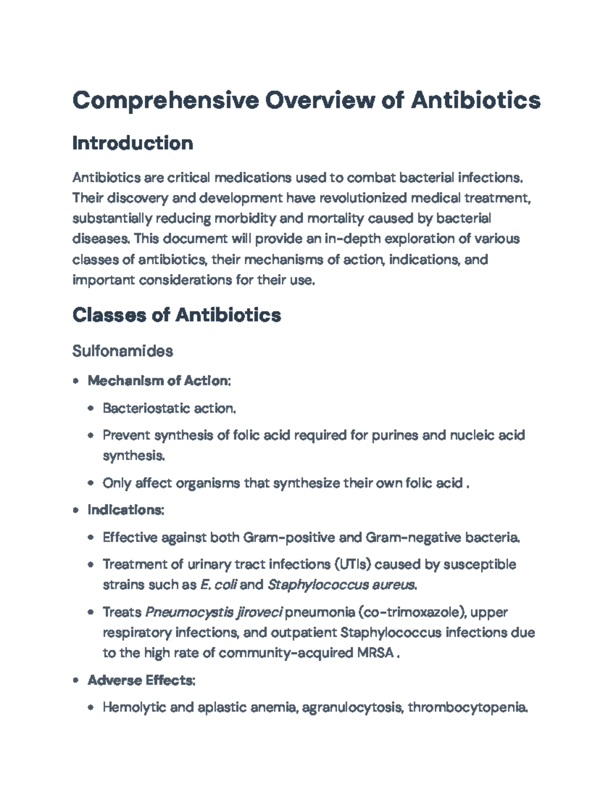 Comprehensive Overview of Antibiotics: Mechanisms, Uses, and Risks ...