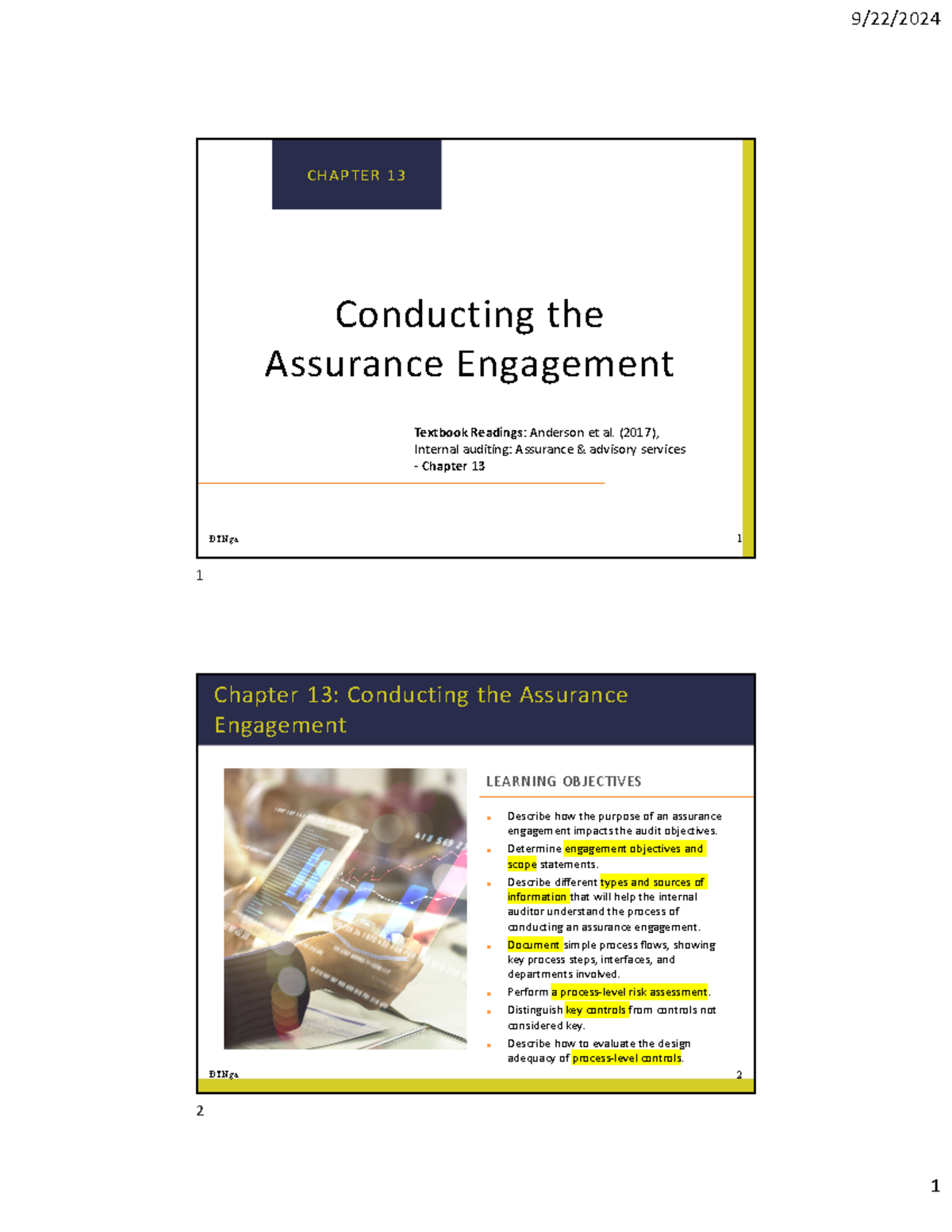 Slides - Chapter 13: Conducting the Assurance Engagement - Studocu