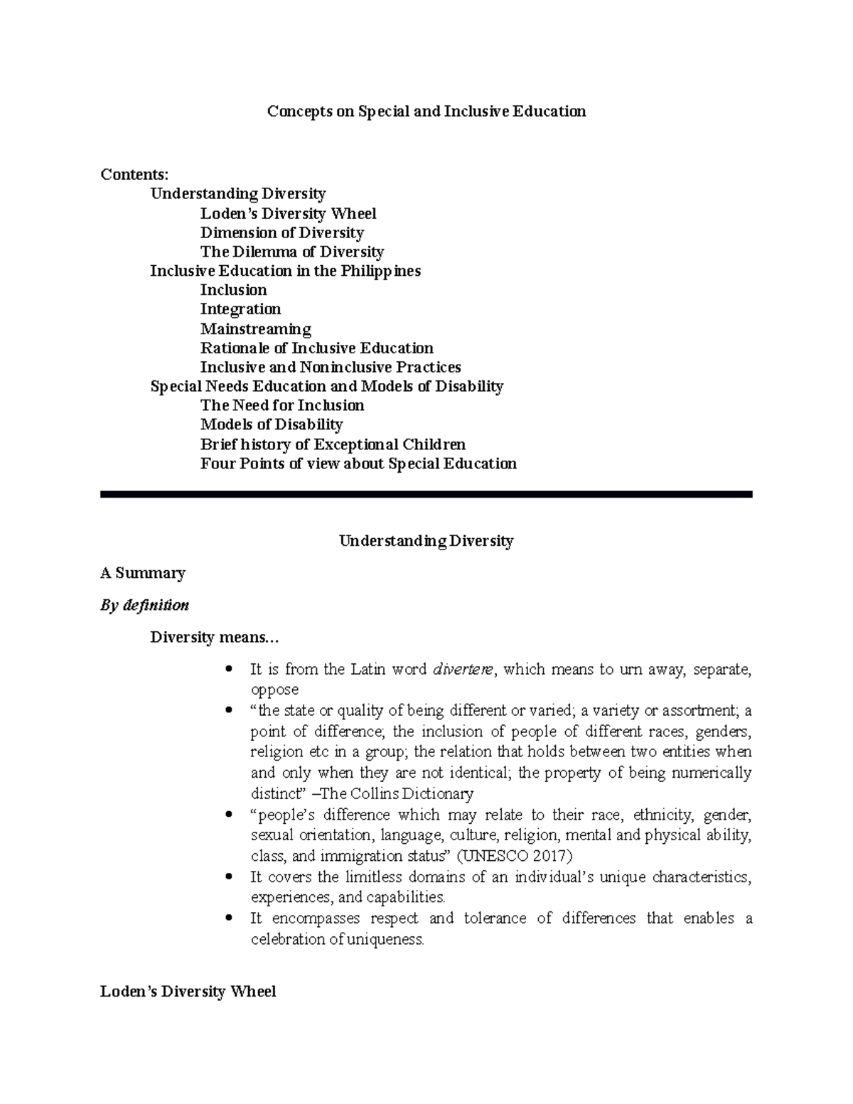 Key Concepts in Special and Inclusive Education (EDU 101) - Studocu