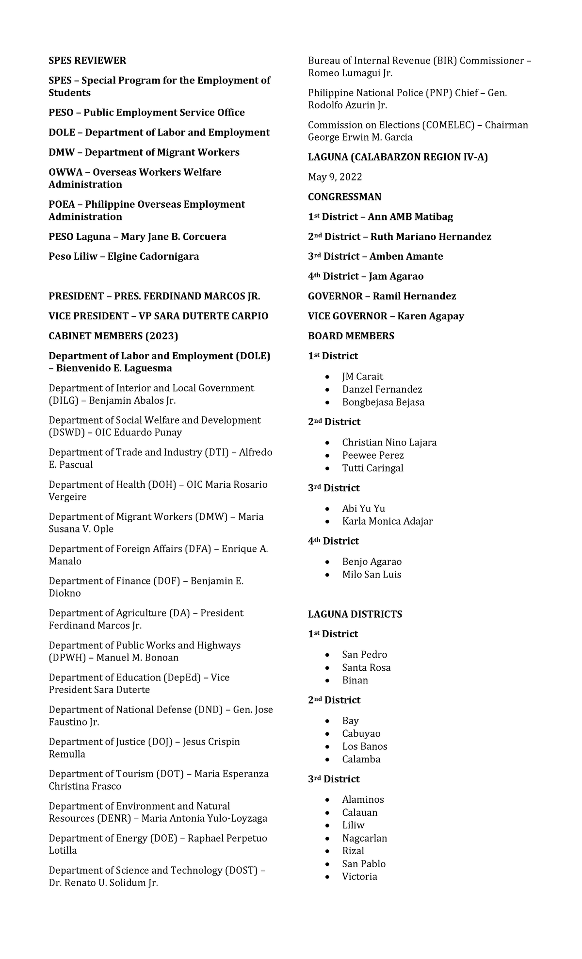 SPES-2023 Employment Program Review & Key Information Guide - Studocu