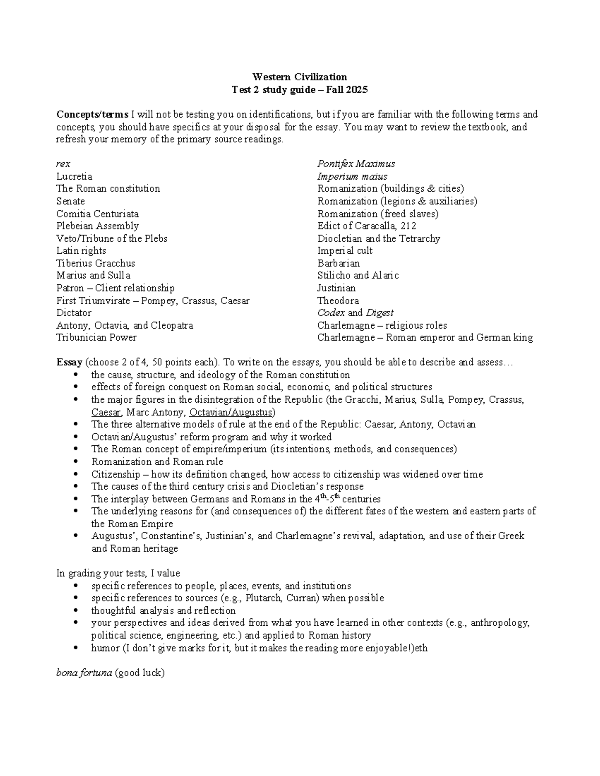 Western Civilization Test 2 Study Guide - Fall 2025 - Studocu