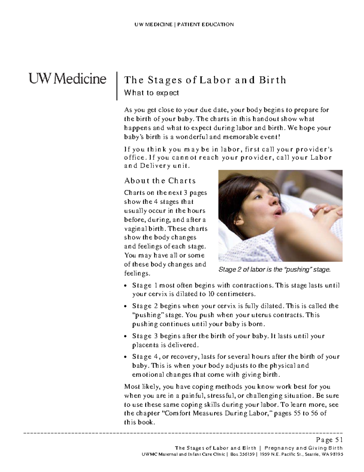 UW MEDICINE PATIENT EDUCATION: Stages of Labor & Birth Guide - Studocu
