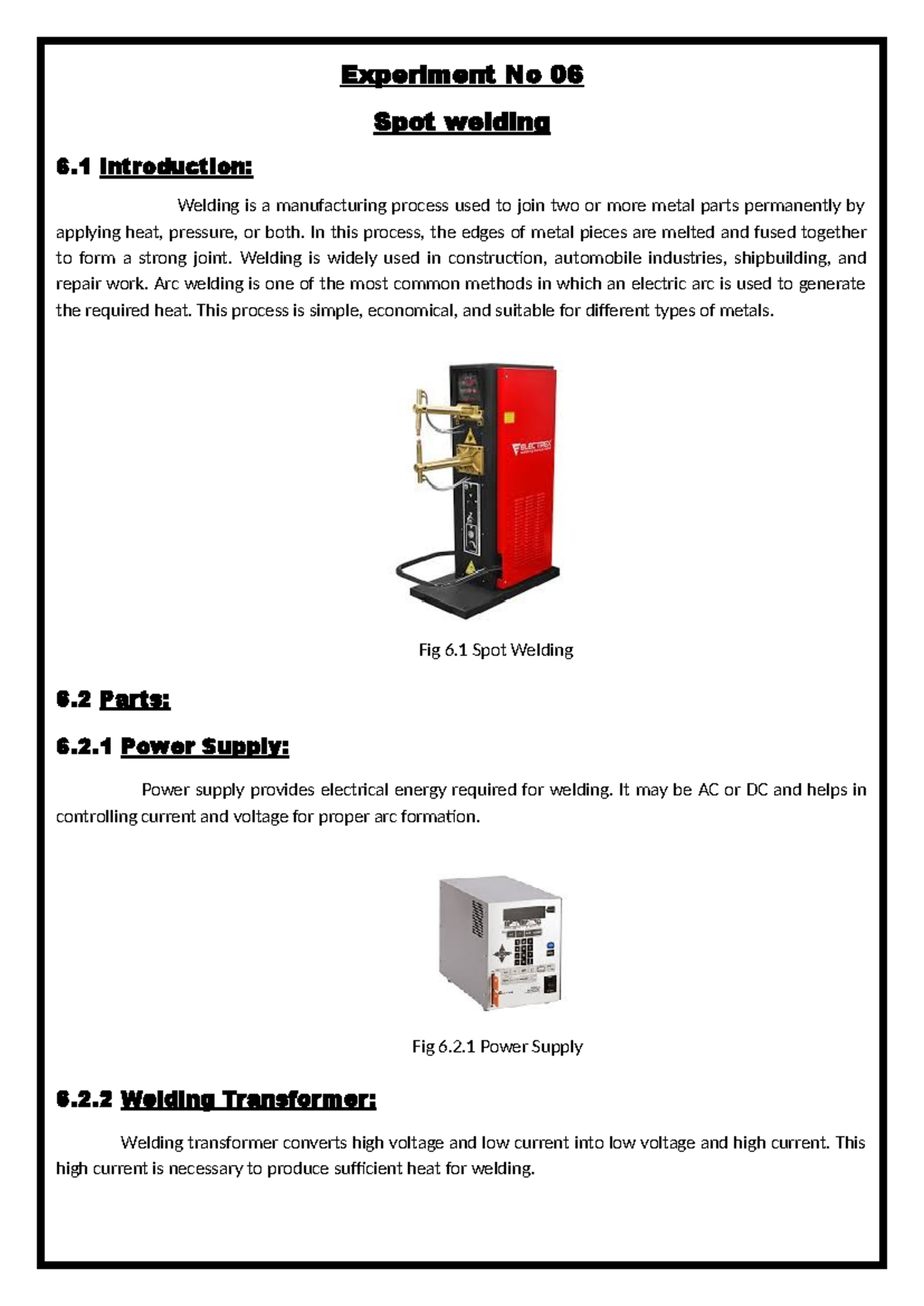 Experiment No 06: Comprehensive Guide to Spot Welding Techniques - Studocu