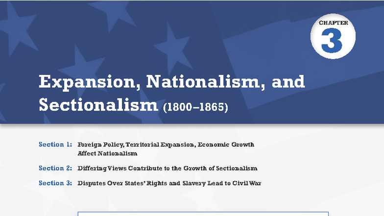 US History CH 3: Expansion, Nationalism, and Sectionalism Overview ...