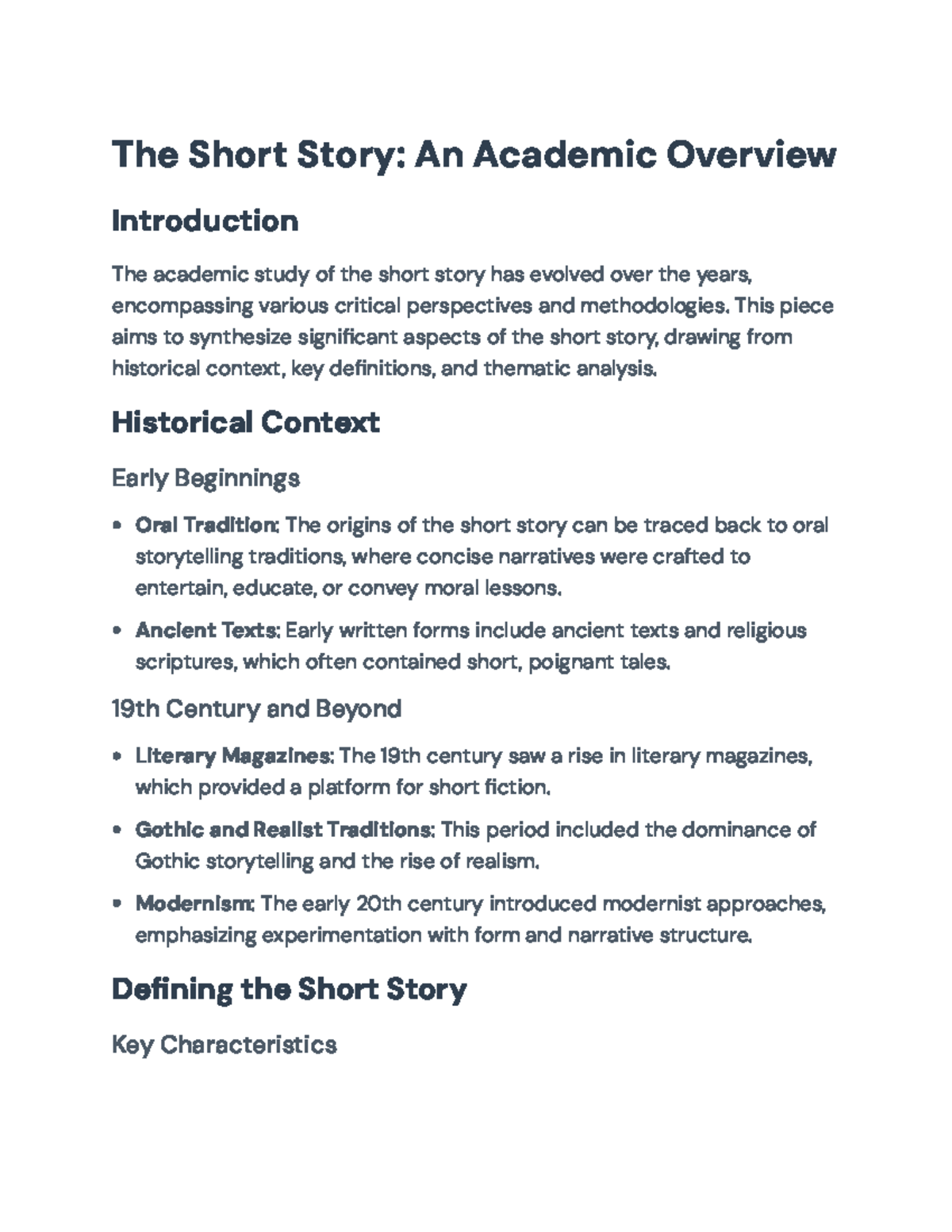 The Short Story: A Comprehensive Overview of Its Literary Evolution ...