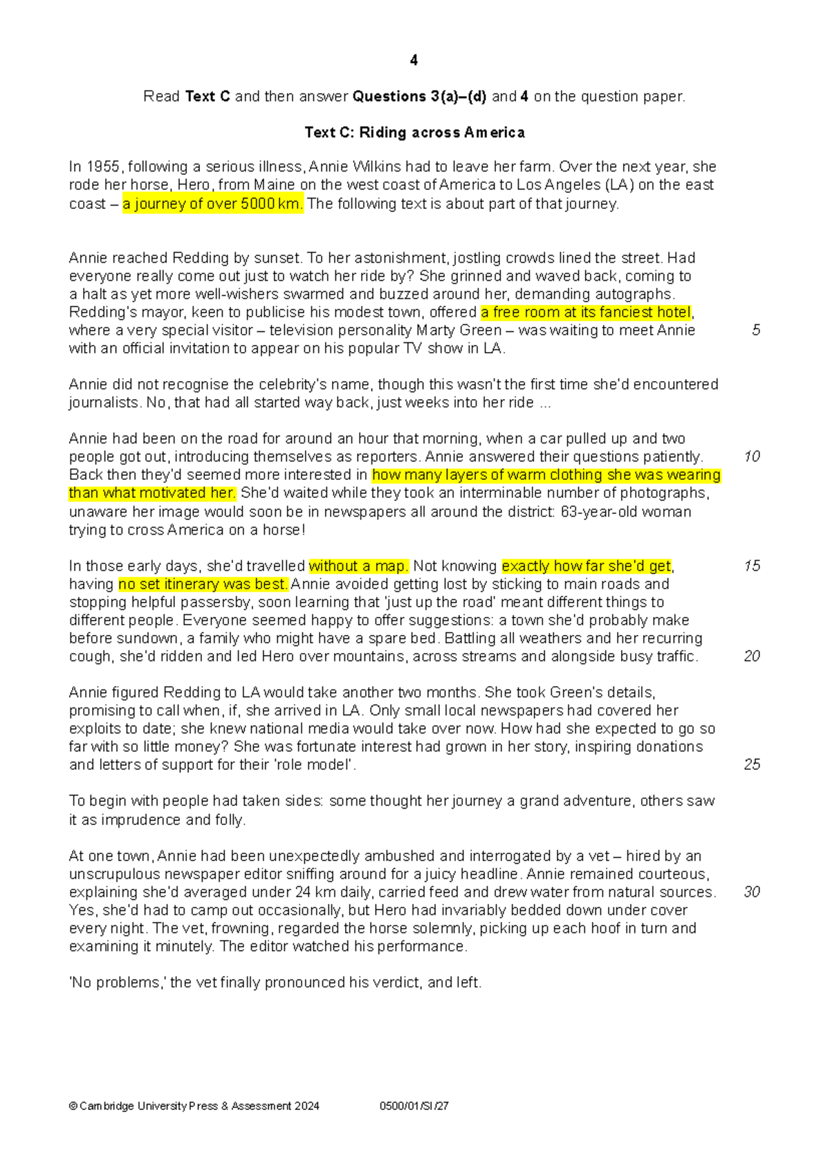 Cambridge IGCSE 0500 First Language English Specimen Insert 1 (2027 ...