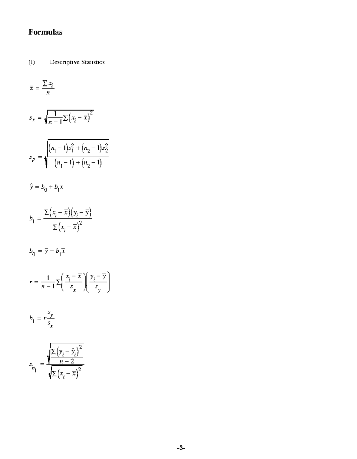 AP Statistics Exam 2016: Descriptive Stats & Probability Formulas - Studocu