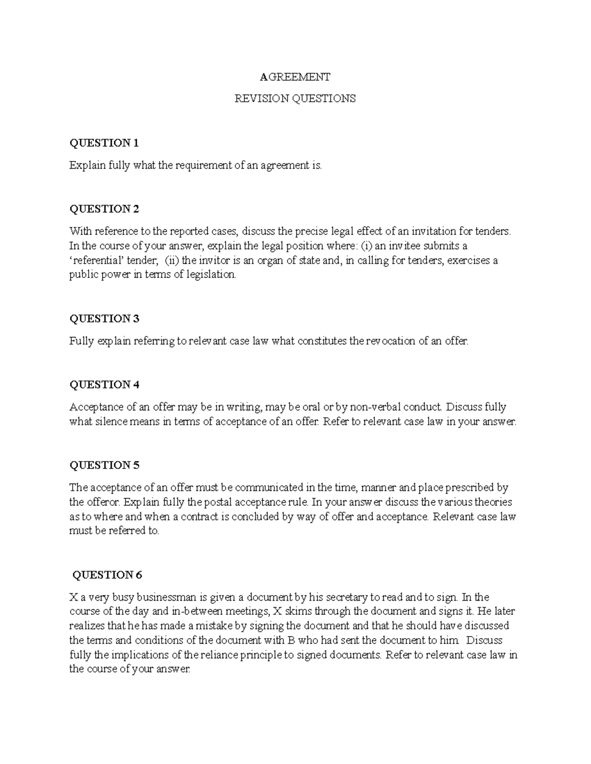 Contract Law Notes - CONTRACT LAW SECTION A - INTRODUCTION What is a ...