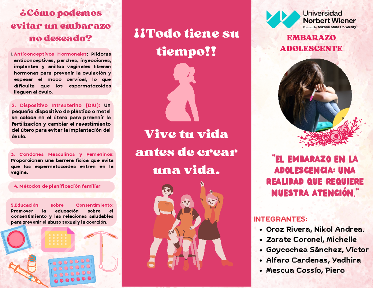 Embarazo adolescente Triptico - EMBARAZO ADOLESCENTE ¿Cómo podemos evitar un embarazo no deseado ...