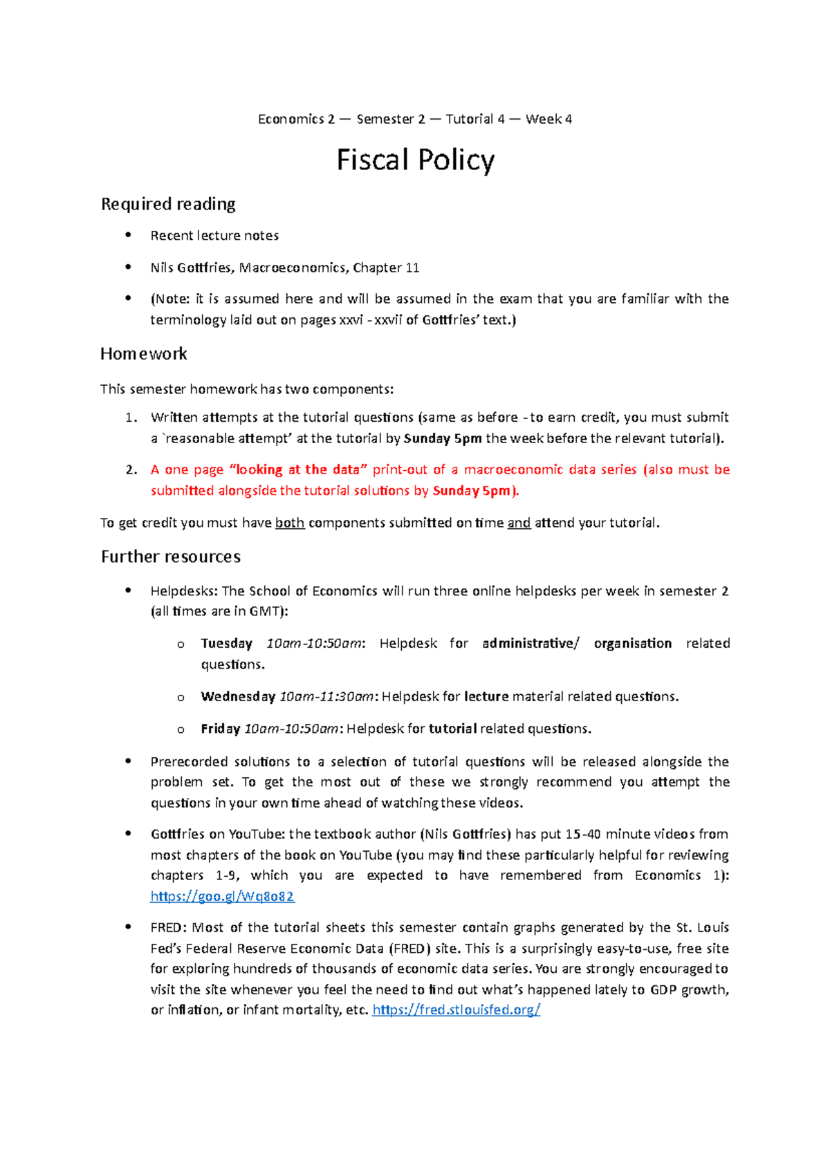 Tutorial 4 - Economics 2 - Macro - Questions - Economics 2 — Semester 2 ...