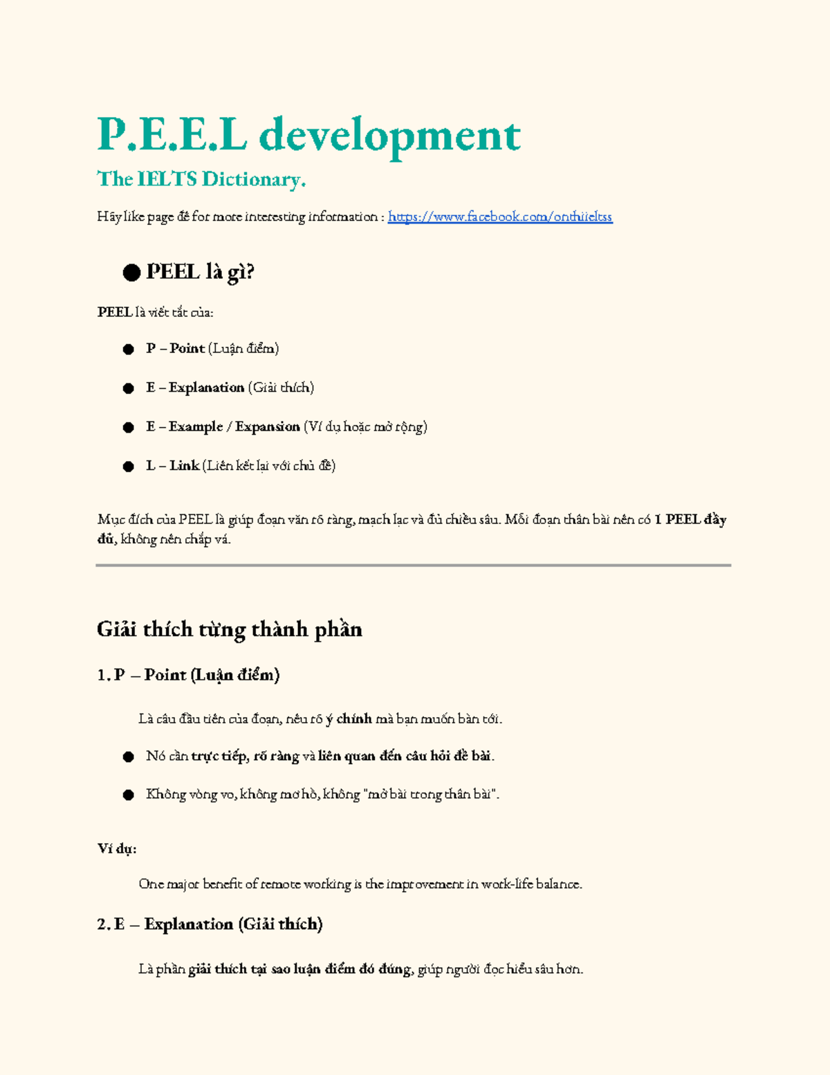 PEEL Method Explained: The IELTS Dictionary Guide - Studocu