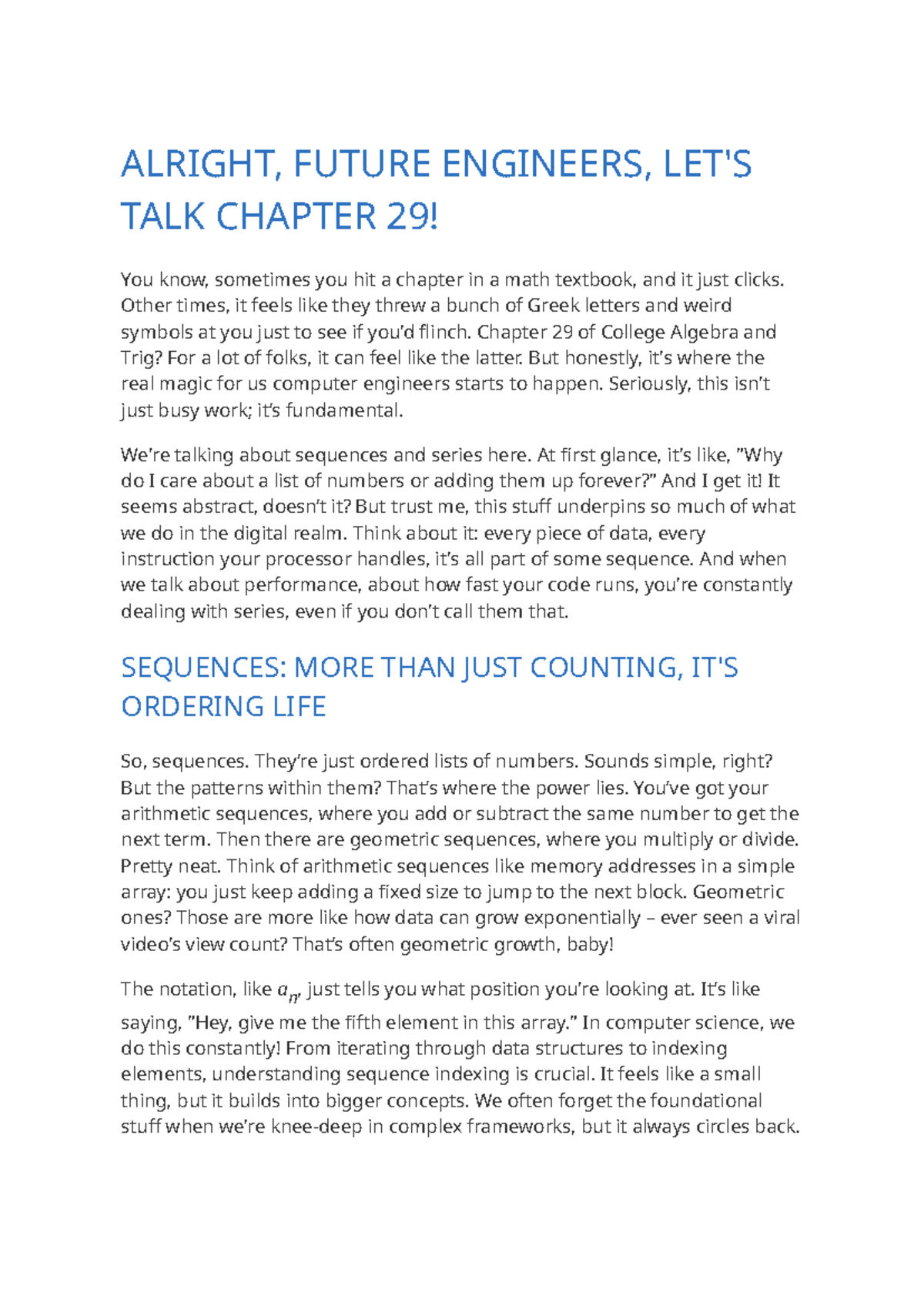 Algebra and Trig Review: Chapter 29 - Sequences & Series Insights - Studocu