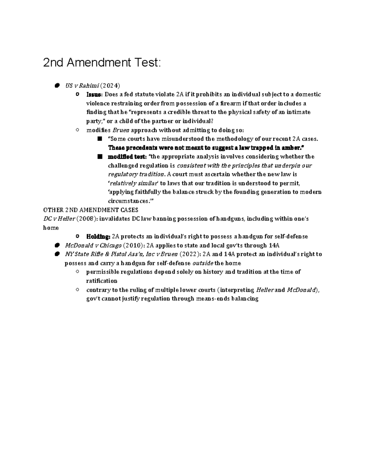 Con Law Outline: 2nd Amendment & Commerce Clause Analysis - Studocu