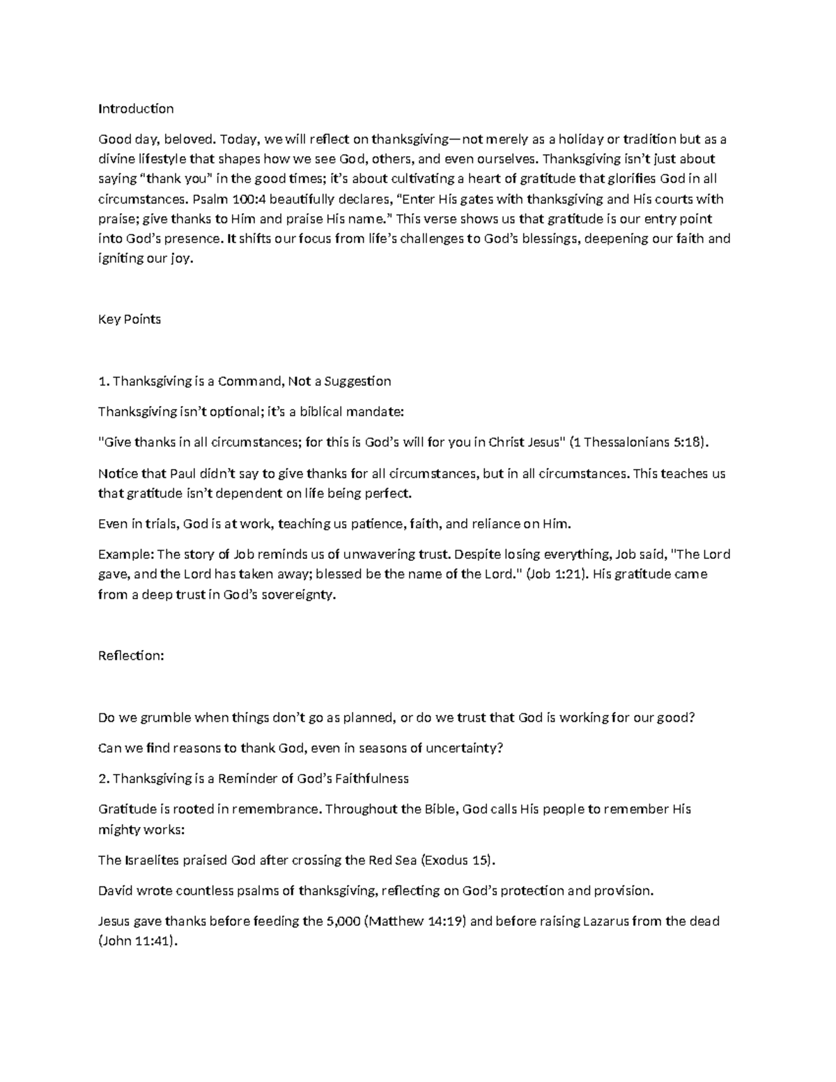 Introduction - lecture notes - Introduction Good day, beloved. Today ...