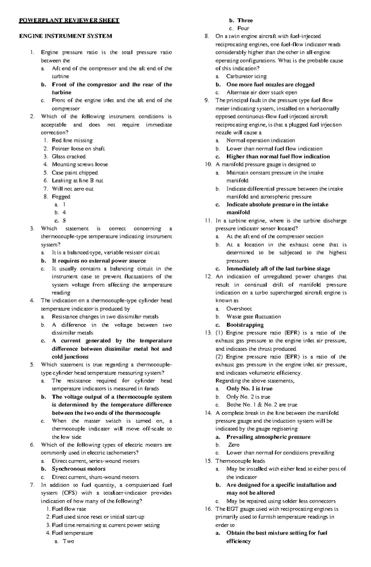 Powerplant-2 - Engine Instrument Systems Final Exam Review - Studocu