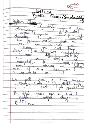 Python U5 Complete Notes ( Rrsimt Classes) - mahak Day Page UNIT Python ...