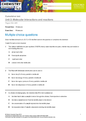 Preparation for Data Test - Biology Revision Unit 1 Data Test To ensure ...