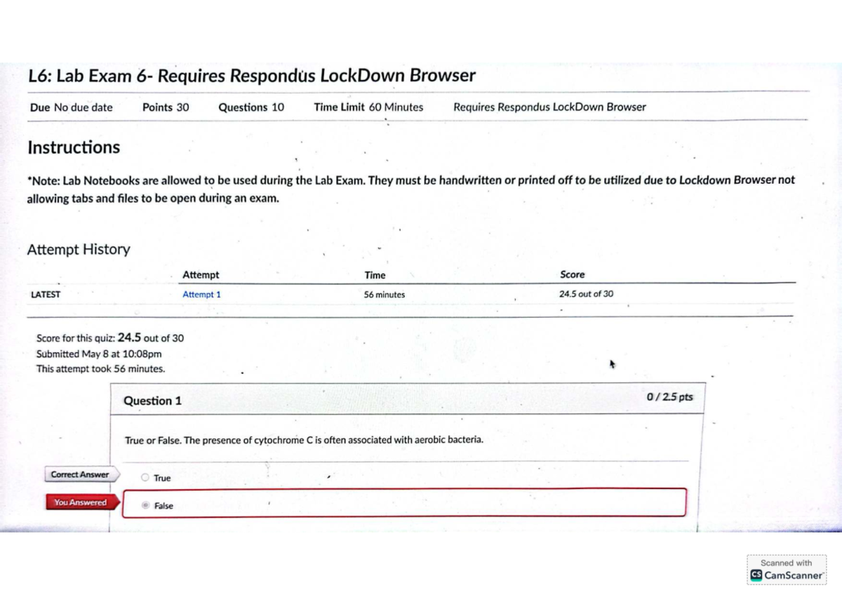 Lab 6: Microbiology 171 Lab Exam with Respondus LockDown Browser - Studocu