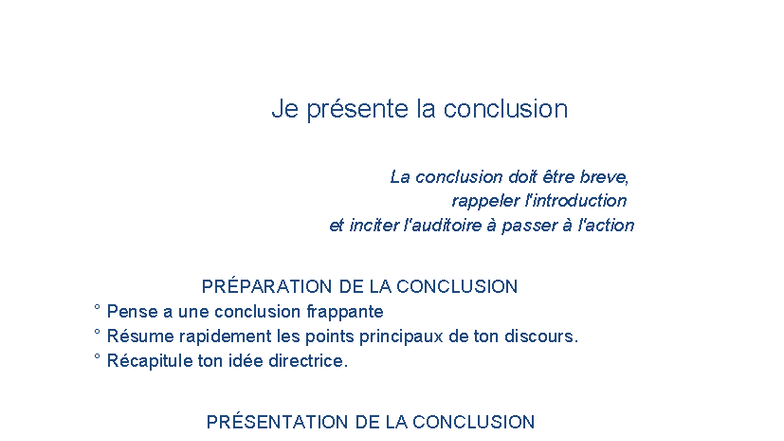 Préparation de la Conclusion : Résumé et Impact de l'Exposé - Studocu