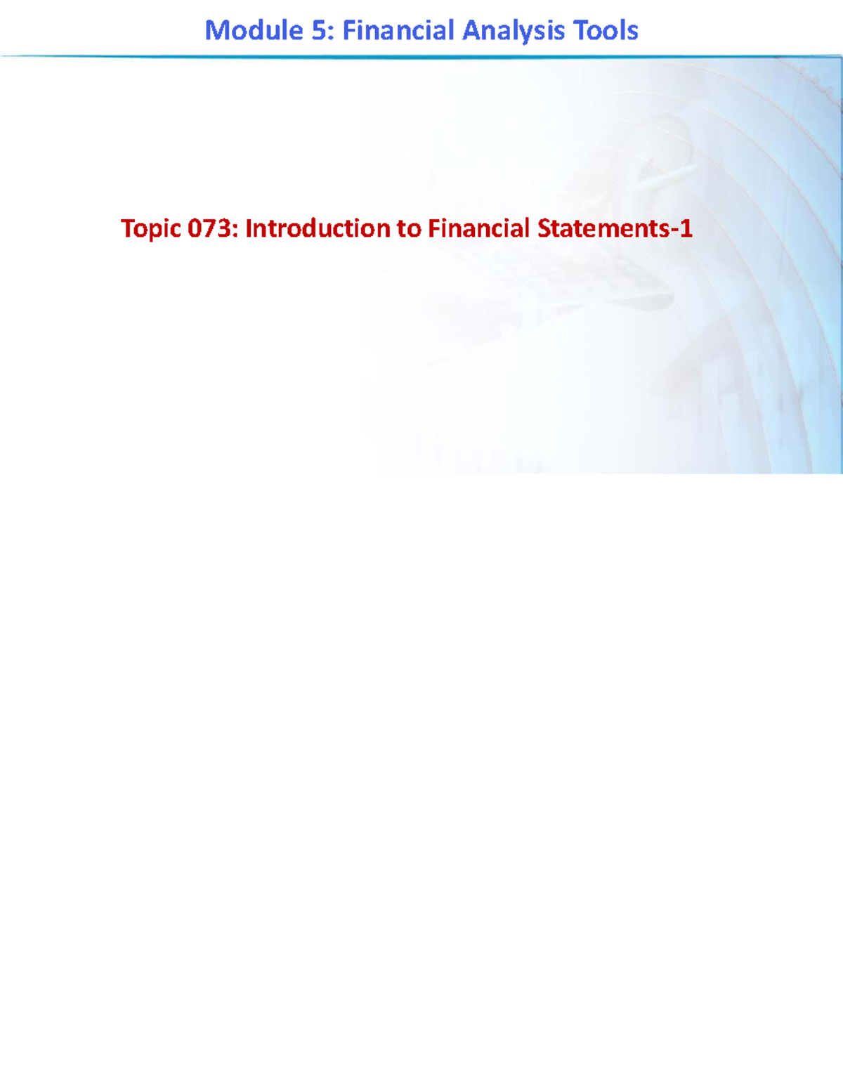 Module 5: Financial Analysis Tools - Comprehensive Overview (73-112 ...