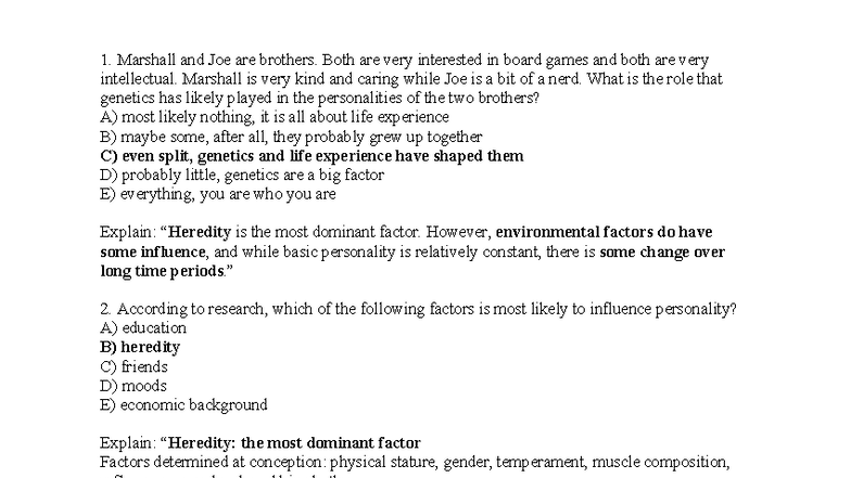 TN Chapter 5 - Personality Traits and Their Influences - Studocu