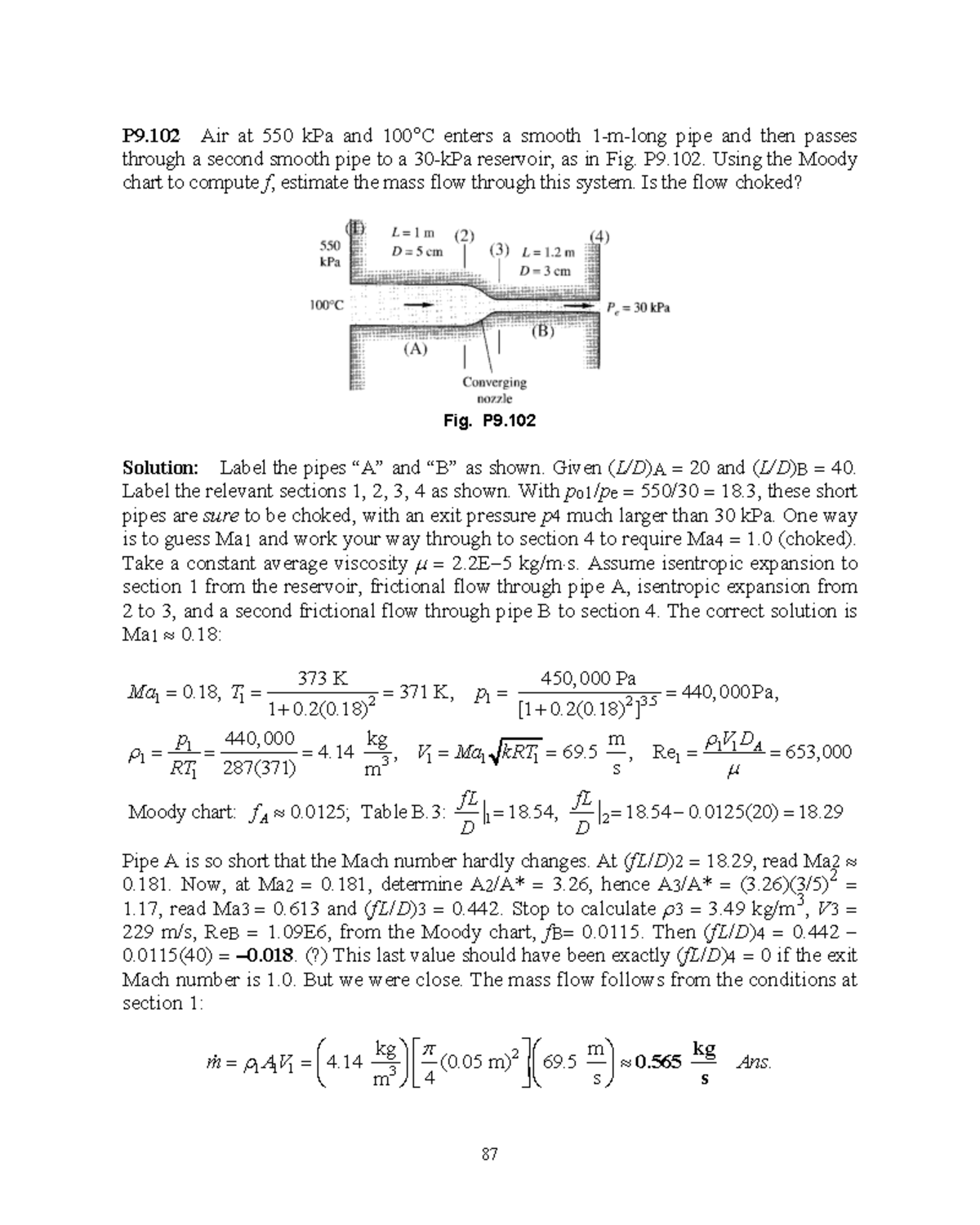 P9.102 Fluid Dynamics: Mass Flow & Choked Flow Analysis - Studocu
