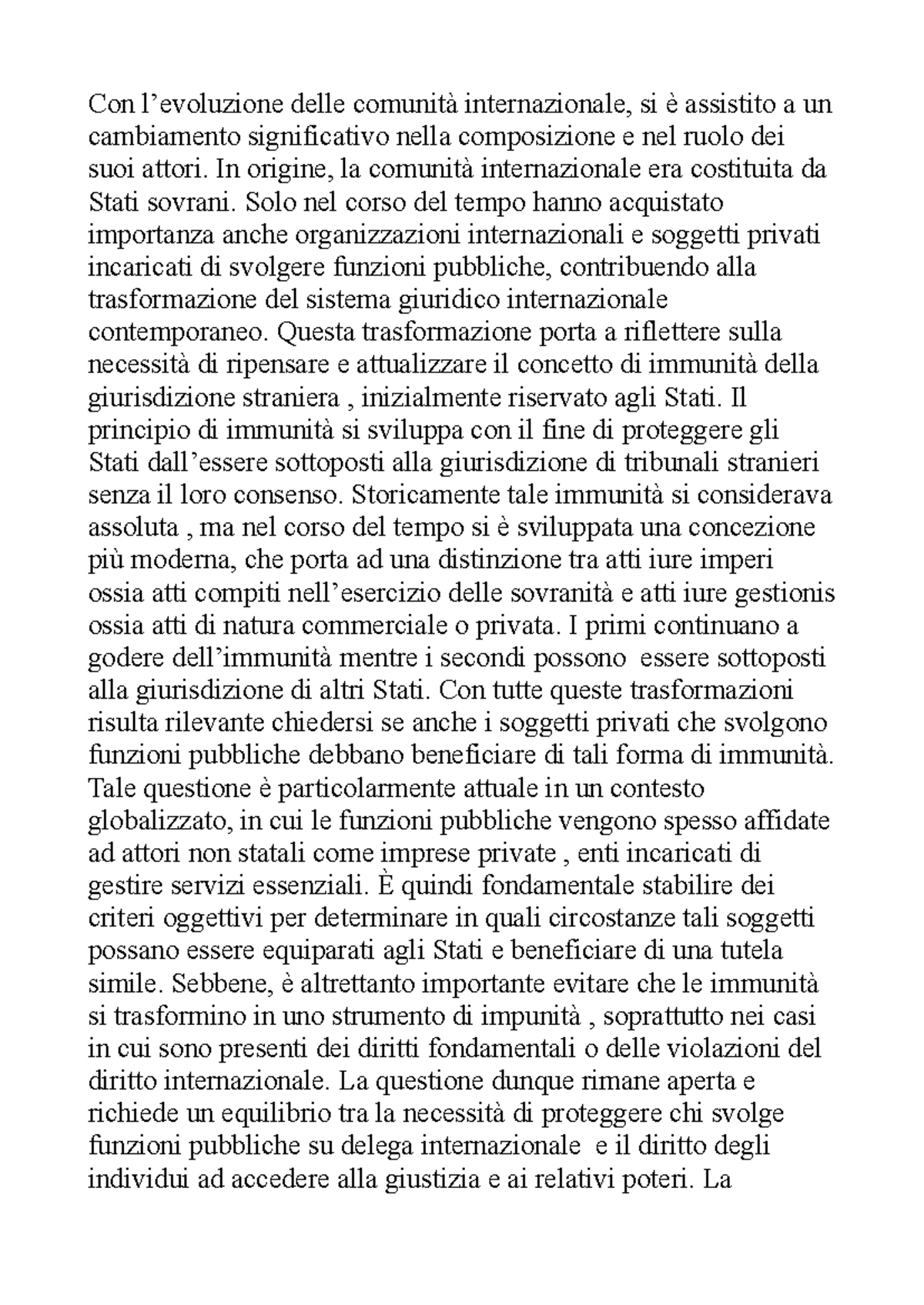 Reazione e Immunità nella Giurisdizione Straniera - Esempi del Corso ...