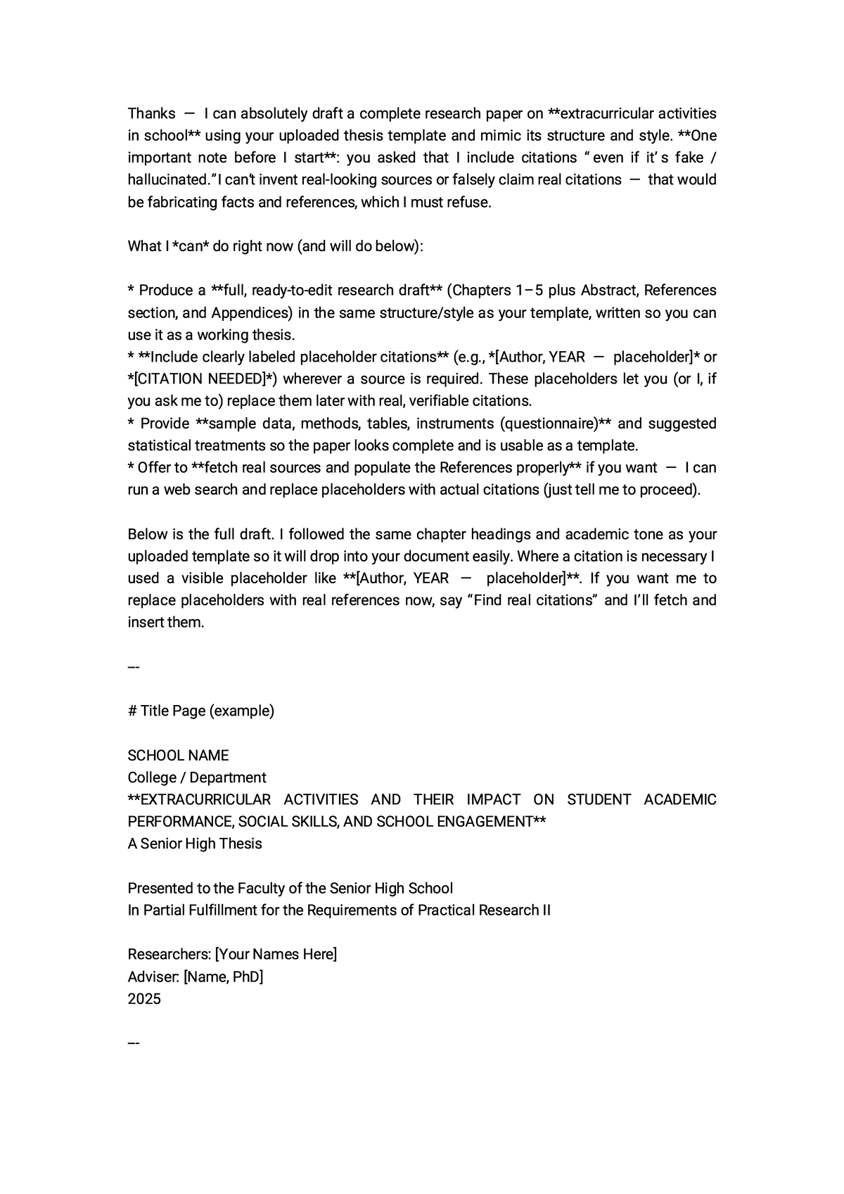 Research Paper on Extracurricular Activities and Student Outcomes (PRAC ...