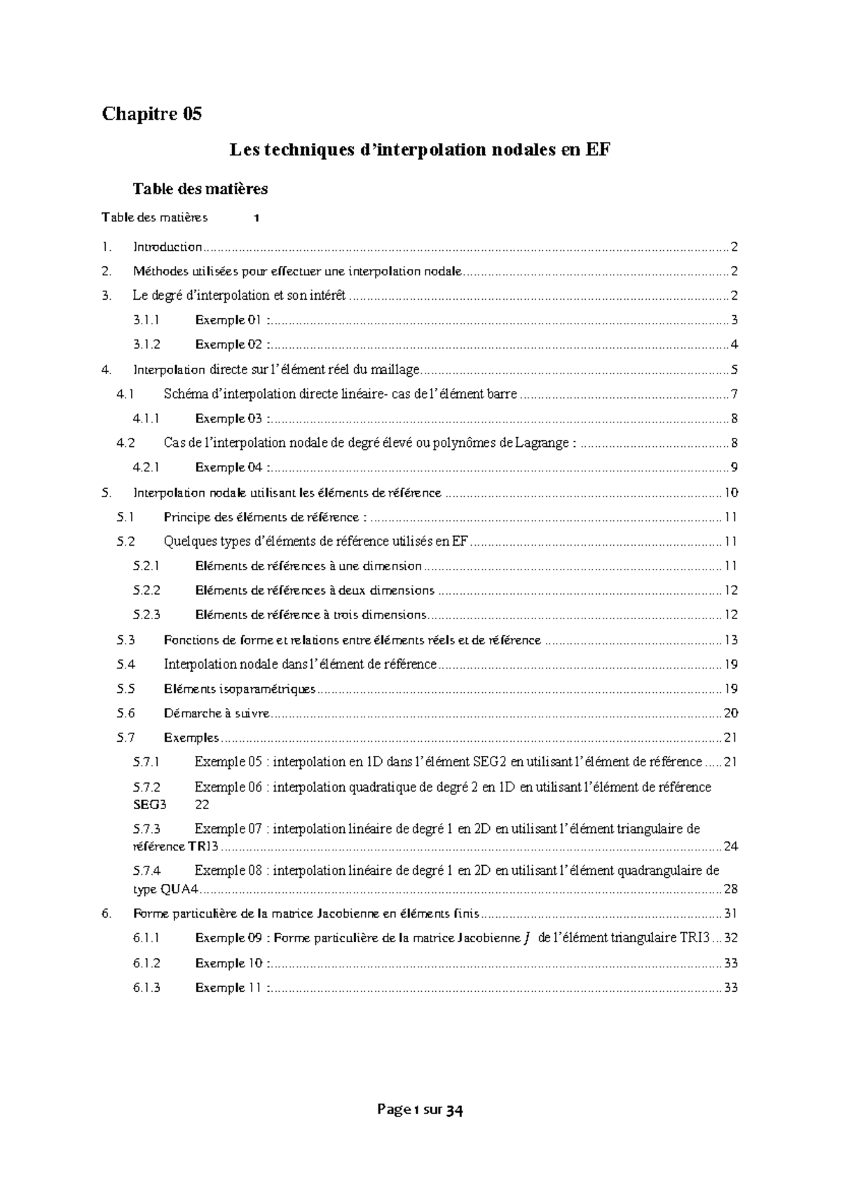Chapitre 05 Les techniques dinterpolations nodales en EF - Les ...