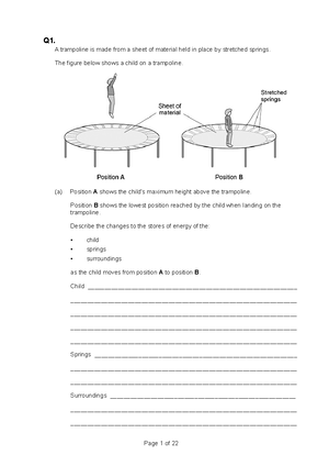 Changes in energy stores GCSE Physics AQA - AQA GCSE PHYSICS NOTES ...