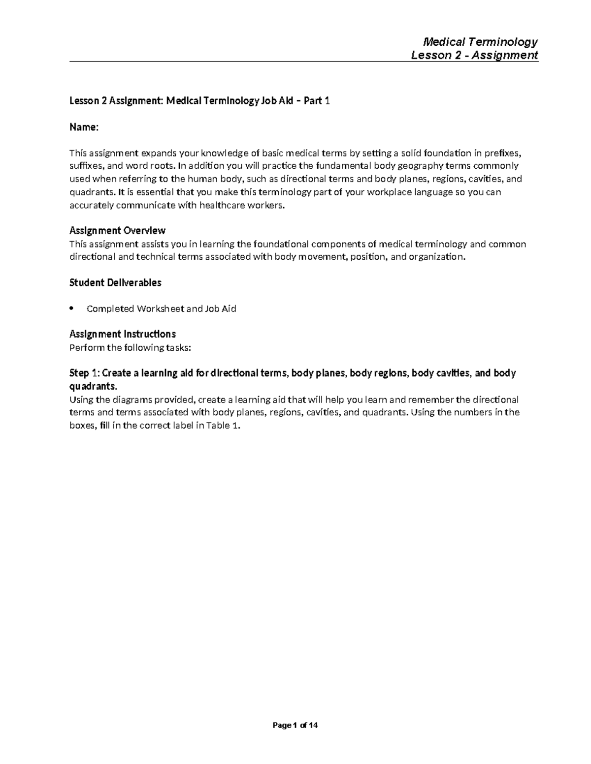 Medical Terminology Lesson 2 Assignment: A Guide to Key Terms - Studocu