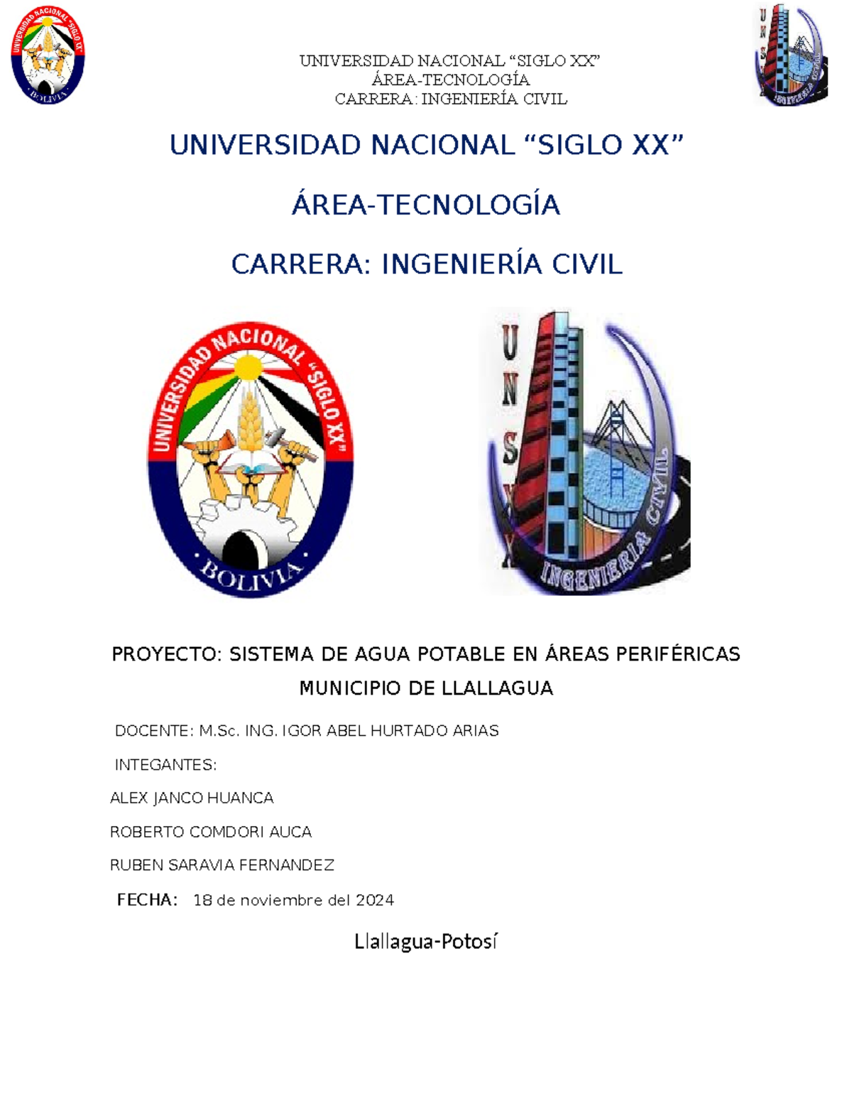 Proyecto de sani ofic - redes de distribucion - ÁREA-TECNOLOGÍA CARRERA ...