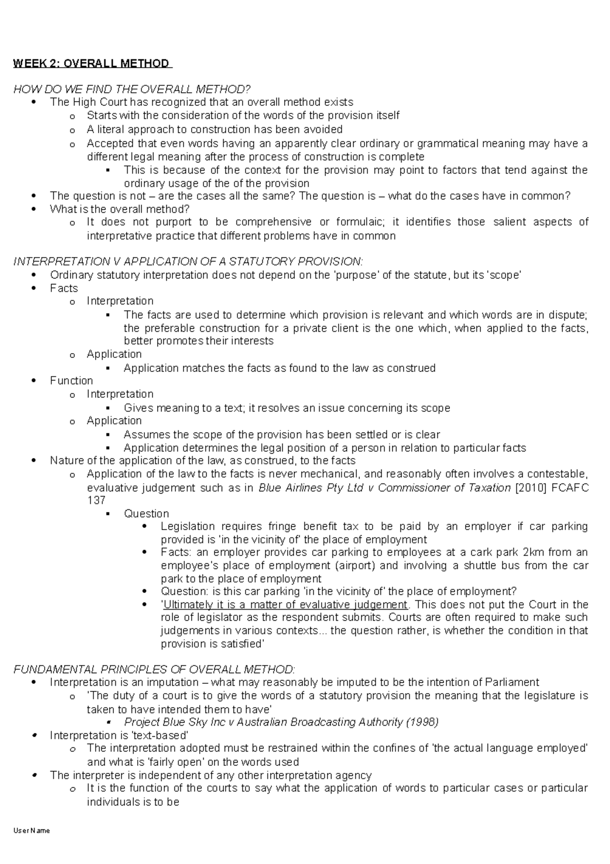 Week 2 Week 2 Statutory Interpretation Lecture Notes Week 2 Overall Method How Do We Find